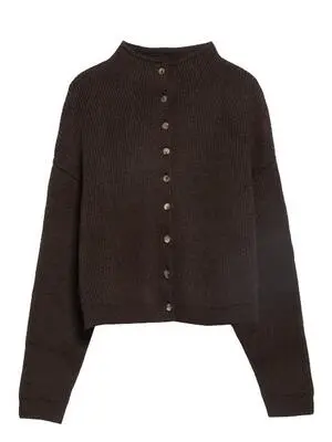 Khaite Marjorie Cashmere Ribbed Cardigan - Bark