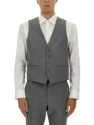 BOSS Slim-fit Wool Waistcoat - Grey