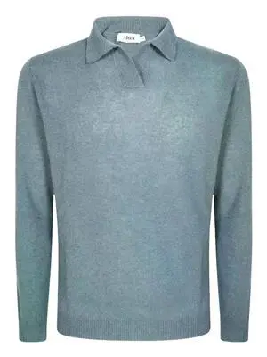 Altea Knitted Long-sleeve Polo Shirt - Blue