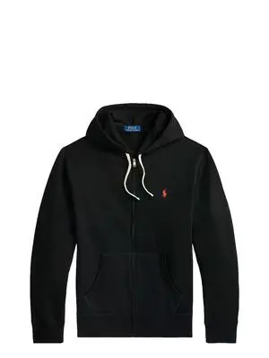 Ralph Lauren Rl Logo-embroidered Zip-up Hoodie - Black