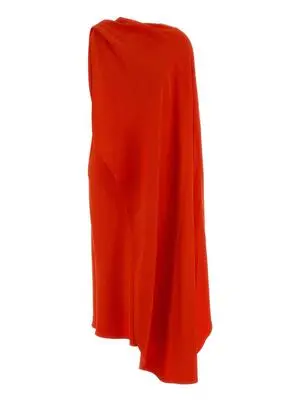 Balenciaga Coral Crepe Long Dress - Red