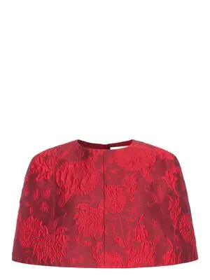 EMILIA WICKSTEAD Virginie Cape In Red Floral Cloque Red