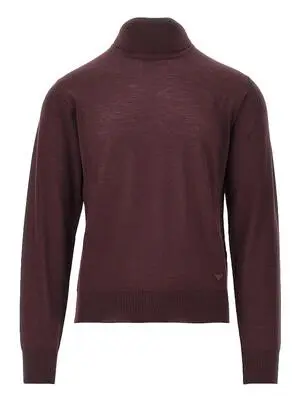 Emporio Armani Dolcevita In Lana Vergine Con Ricamo Eagle - Red