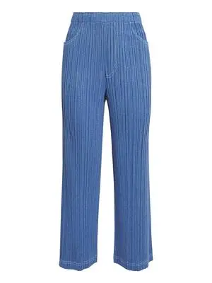 Issey Miyake Cotton Denim Trousers - Blue