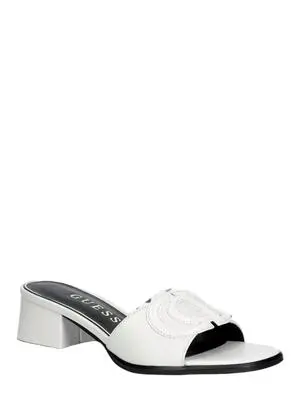 Guess Cerinna Logo-patch Block-heel Sandals - White