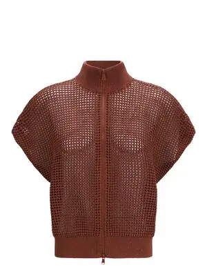 Brunello Cucinelli Brunello Cucinelli Women Cotton Mesh Cardigan With Dazzling Details Multicolor