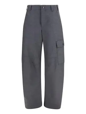 Brunello Cucinelli Brunello Cucinelli Women Barrel Cargo Pants In Virgin Wool Twill With Monile Gray
