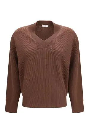 Brunello Cucinelli Brunello Cucinelli Women V-Neck Sweater Brown