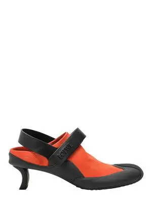 Loewe Saffron Yellow/black Dive Slingback Pumps In Suede Multicolor