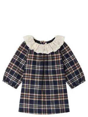 Bonpoint Flavili Blue Checked Dress In Organic Cotton - Multicolor