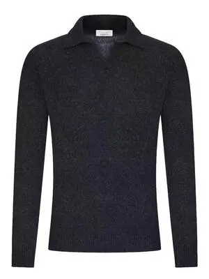 ROBERTO COLLINA Polo-collar Wool Sweater - Black