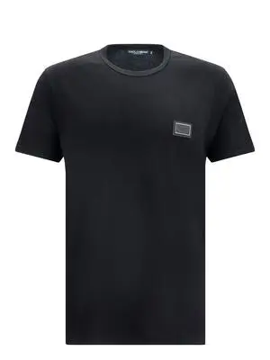 Dolce & Gabbana Cotton T-shirt With Logo Plaque - Black
