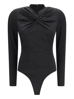 NISSA Long-sleeve Bodysuit With Twist Detail - Black