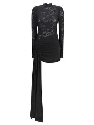 NISSA Low-back Mini Lace Dress - Black