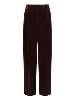 Giorgio Armani Giorgio Armani Women Wide Leg Pants With Double Pleats In Viscose And Silk Velvet Multicolor