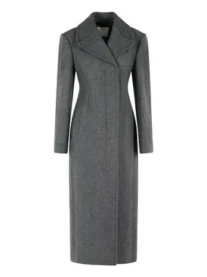 Sportmax Chevron-effect Virgin Wool Breasted Coat Black