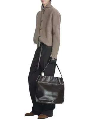 TONYWACK Ribbed-knit Button-up Sweater Neutrals