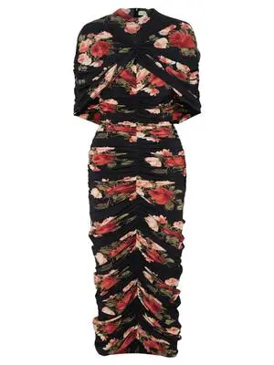 Magda Butrym Ruched Layered Floral-print Jersey Maxi Dress - No