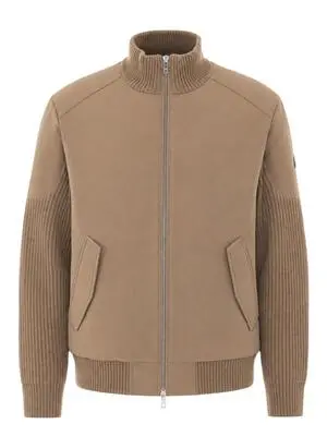 Moose Knuckles Magnus Knit Hybrid Zipped Bomber Jacket - Taupe