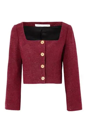 Alessandra Rich Embellished Tweed Jacket - Red