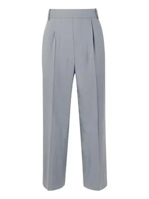 Vince Cropped Pleated Twill Straight-leg Pants - No