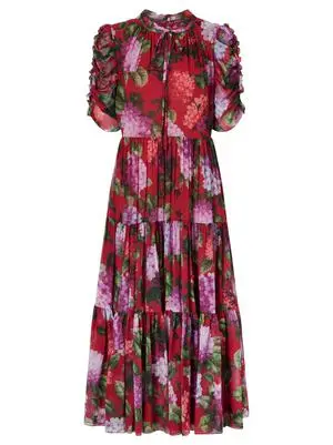 Carolina Herrera Hydrangea-print Tiered Dress - Red