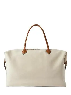 METIER Leather-trimmed Linen-canvas Tote - No