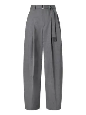 Sacai Belted Pleated Twill Wide-leg Pants - No