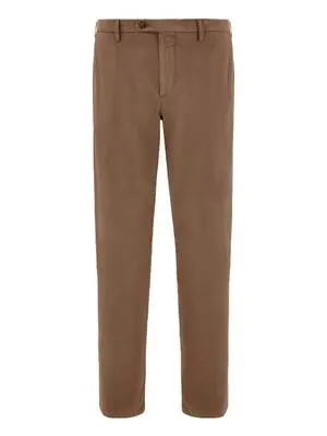 Canali Walnut Cotton And Cashmere Gabardine Regular-fit Chinos - Brown