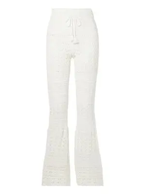 LOVESHACKFANCY Crocheted Cotton Flared Pants