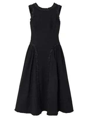 SELF-PORTRAIT Open-back Metallic-trimmed Bouclé-tweed Midi Dress - No