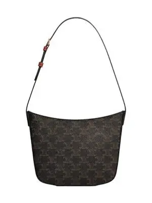 Celine Medium Croque Bag In Triomphe Canvas And Calfskin - Tan
