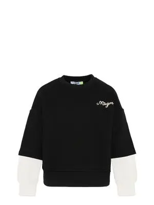 MSGM Double-layered Logo Sweatshirt - Black