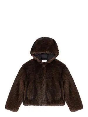 Maje Hooded Relaxed-fit Faux-fur Jacket - Brown