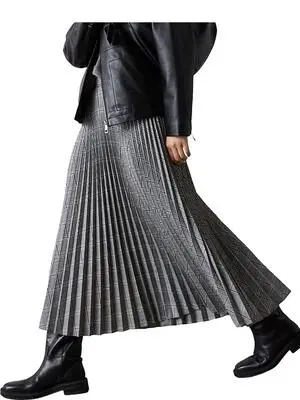 Whistles Pleated Midi Skirt - Grey/multi