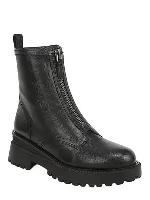 Sam Edelman Grove Zip Front Leather Ankle Boots - Black