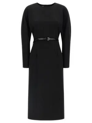 P.a.r.o.s.h Phedra Belted Midi Dress - Black