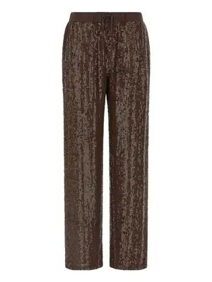 P.a.r.o.s.h Gaven Sequin Straight-leg Pants - Brown