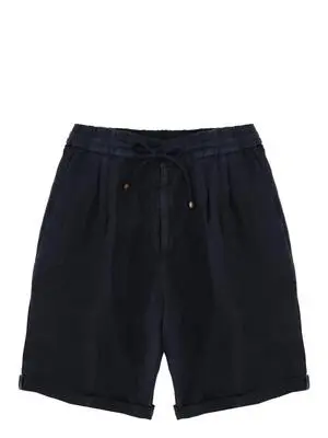 Brunello Cucinelli Linen Bermuda Shorts With Elastic Waist - Black