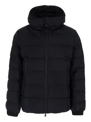 TATRAS Borbore Down Jacket With Removable Hood, Logo Sleeve Patch & Tech Fabric - Black