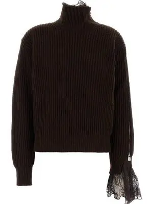 Giuseppe Di Morabito Zip-up Sweater With Lace Details - Brown