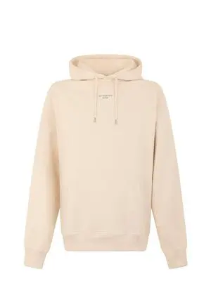 Drole De Monsieur Cotton Hooded Sweatshirt With Front Pocket - Beige