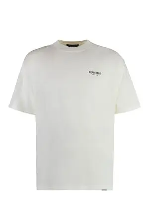 REPRESENT Cotton Crew-neck T-shirt With Back Maxi Print - Ivory