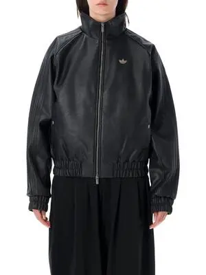 ADIDAS ORIGINALS Faux Leather High-neck Bomber Jacket - Nero