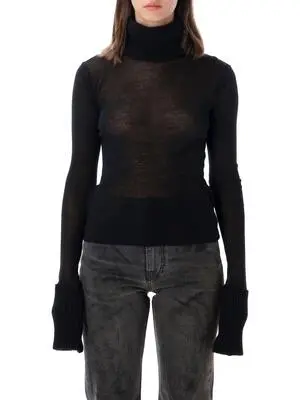 Our Legacy Sheer Ribbed Turtleneck Sweater - Nero