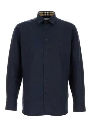 Burberry Navy Stretch Poplin Shirt - Blue