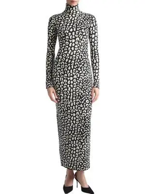 CAROLINA HERRERA Turtleneck Tea Length Knit Dress