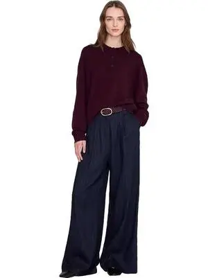 ANINE BING Lee Cashmere Polo Sweater - Fig