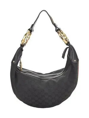 Gucci Gg Bamboo Banana Hobo - Black