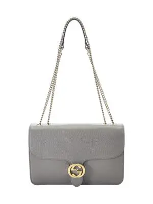Gucci Grey Leather Interlocking Crossbody Large Grey